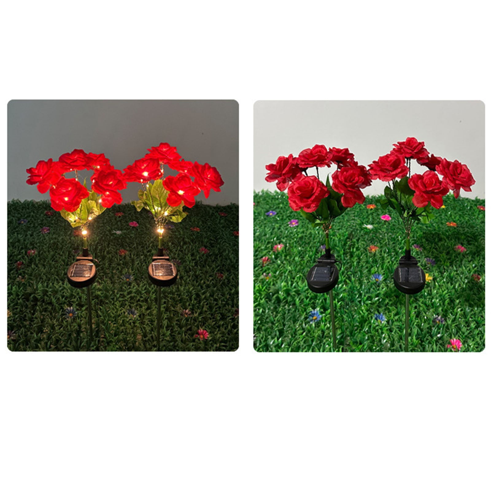 New 7 Solar Rose Lights Outdoor Garden Decoration Inserted Lights LED ...