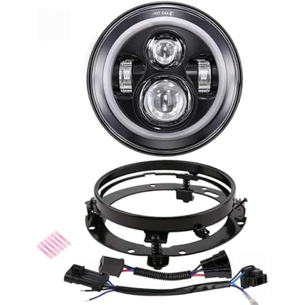 New 7 inch LED Headlight High Low Beam Headlamp Compatible With Harley ...