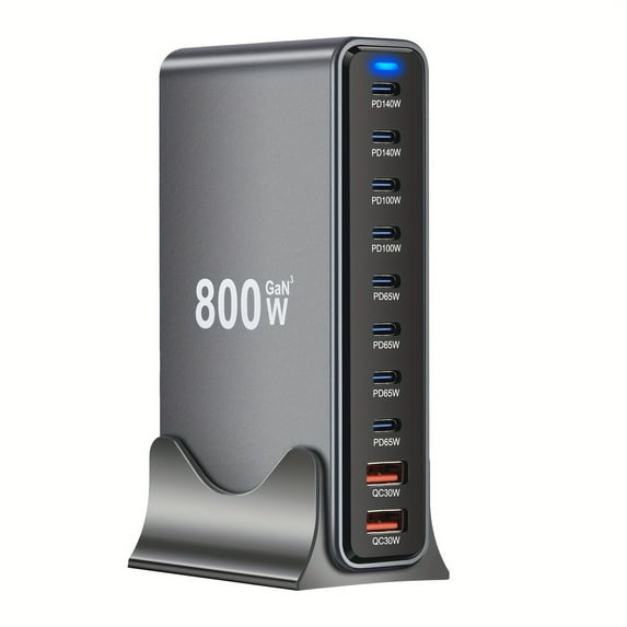 New 800W GaN PD Charger, 8C2A Multi-Power Charging, 10-Port Desktop ...
