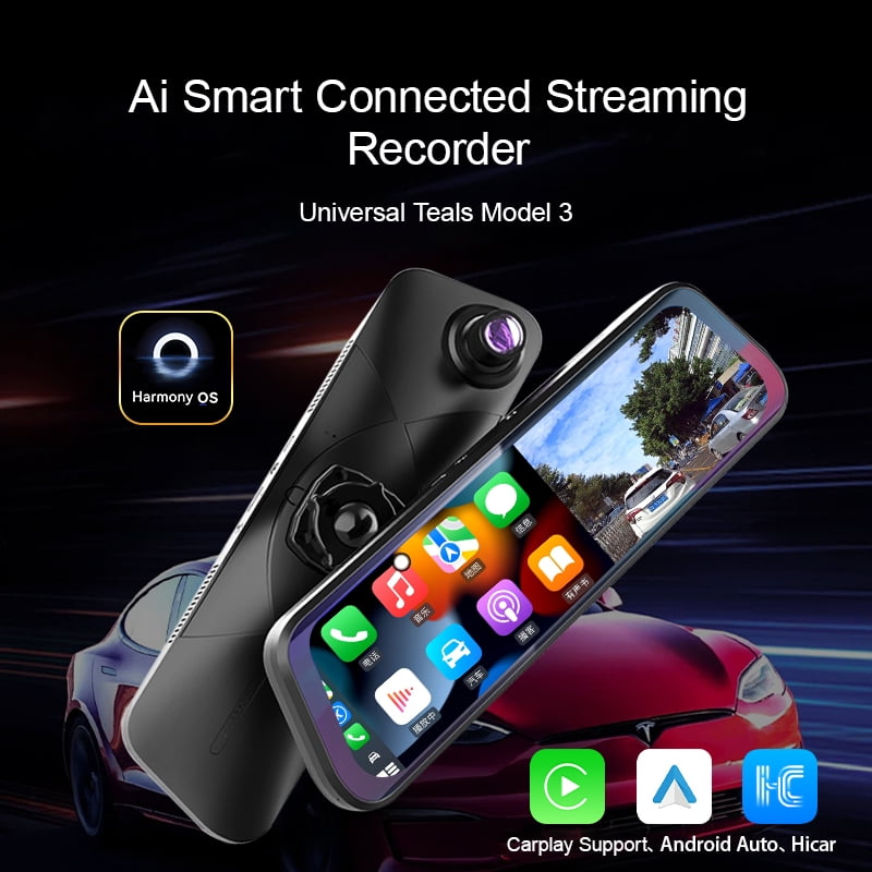 New 9.66 Inch AI Streaming Rearview Mirror Camera with Wireless CarPlay ...