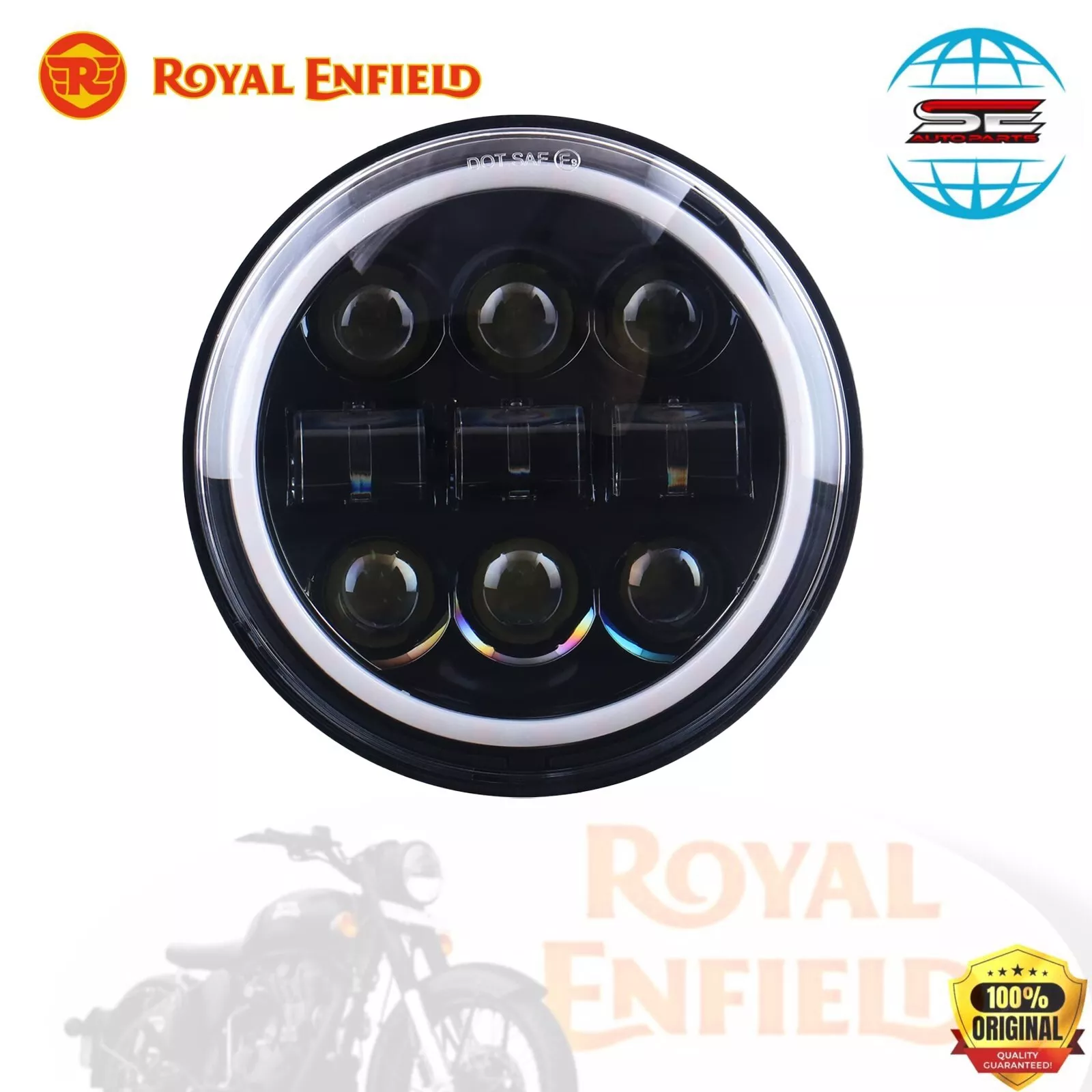 New 9 Led Headlight 7" For Royal Enfield Hunter 350 Meteor 350 Thar ...