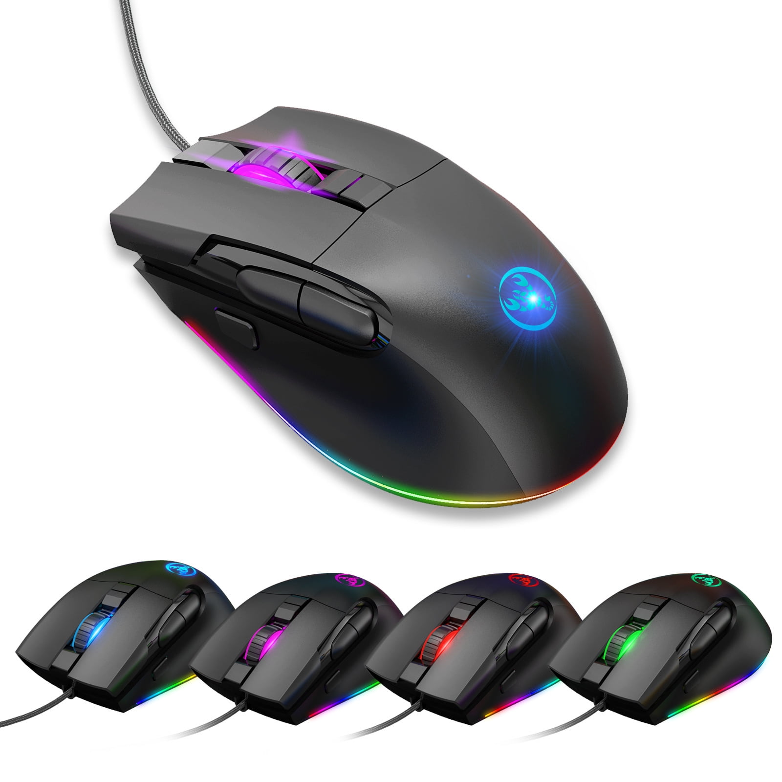 New A905 Wired Mouse RGB Backlight 7200dpi 6-gear Adjustable 8D Game ...