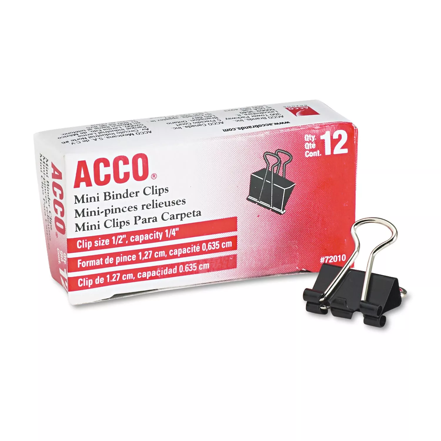 New ACCO Mini Binder Clips Steel Wire 1/4" Cap 1/2"w Black/Silver Dozen ...