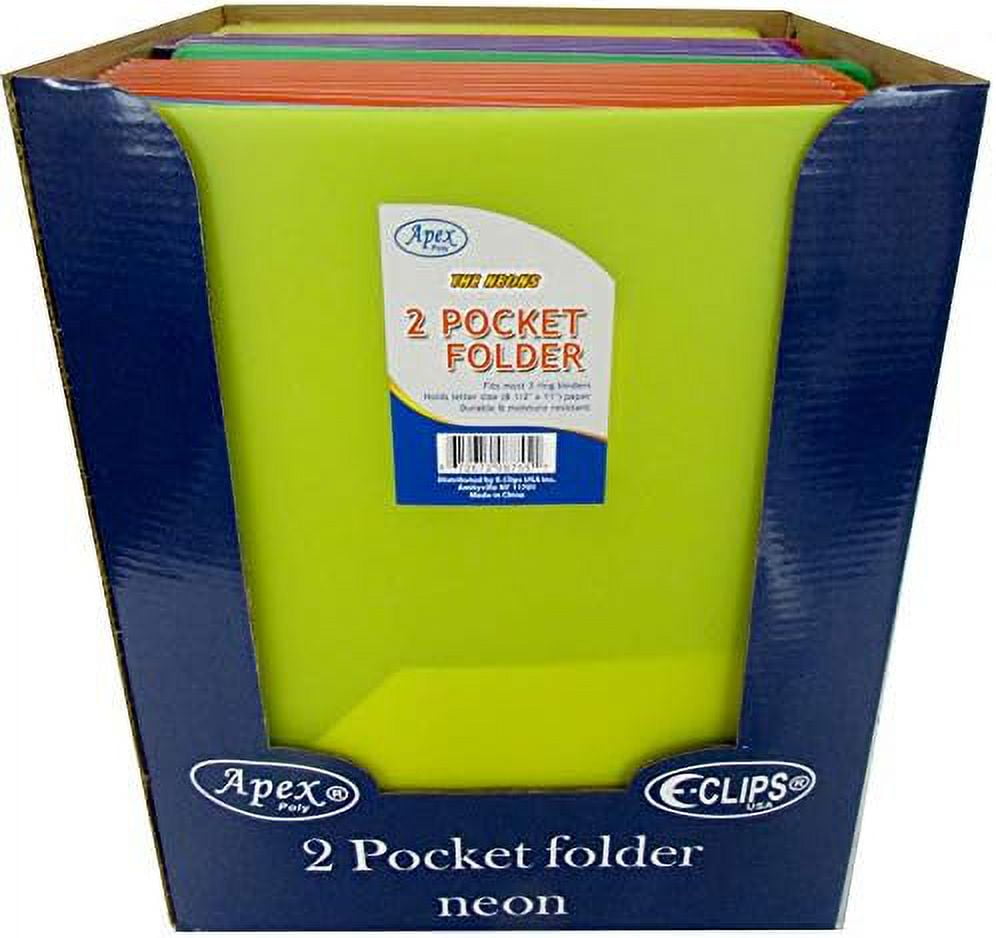 New AUKSales 2 Pocket Poly Folders, Asst. Colors in Display, Case Pack ...