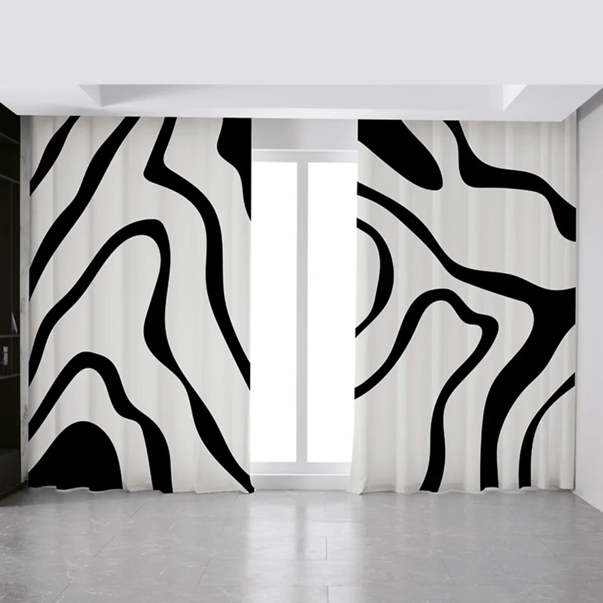 New Abstract Simple Drape Black White Zebra Print High Shading Cloth ...