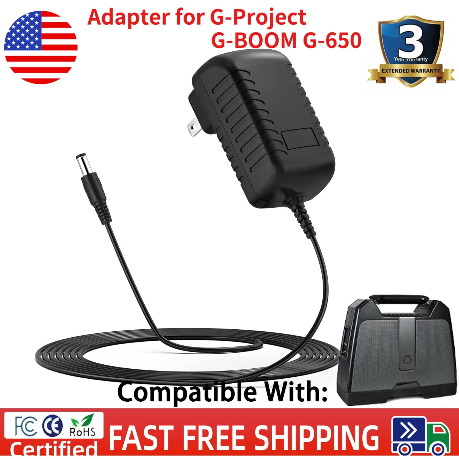 New Adapter Charger for G-Project G-BOOM G-650 G650 Wireless Boombox Power PSU - Walmart.com