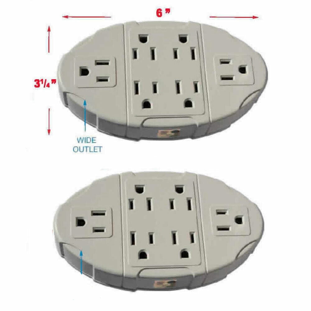 New Adapter Charging Station Plugs 6 Outlet Power Strip Wall Tap Socket ...