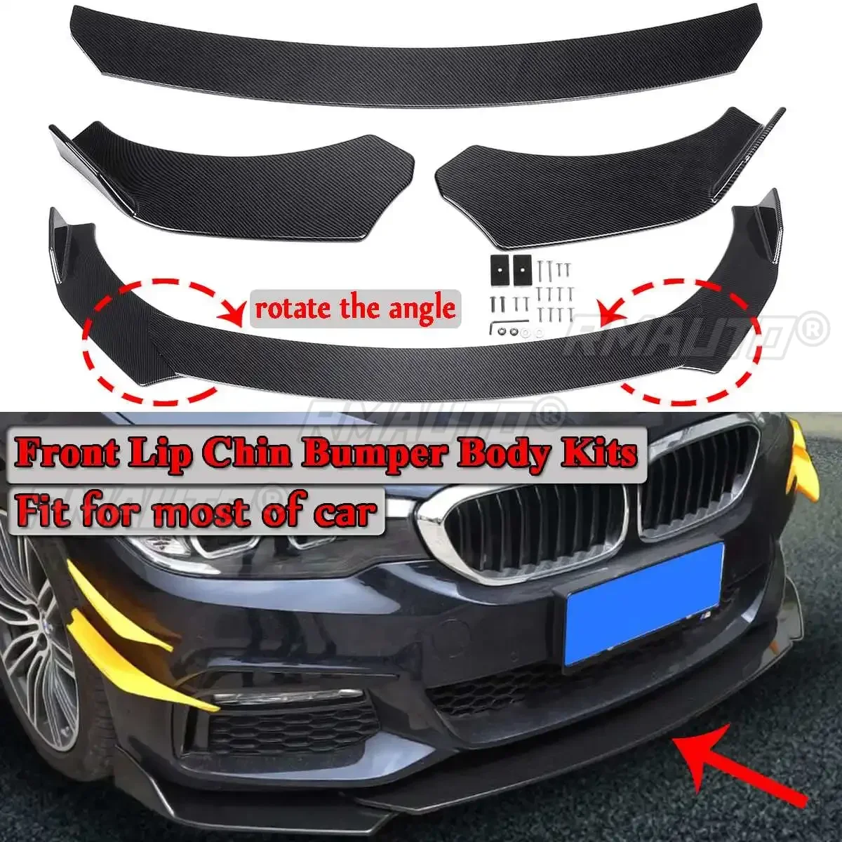 New Adjustable Universal Car Front Bumper Lip Splitter Lip Spoiler ...