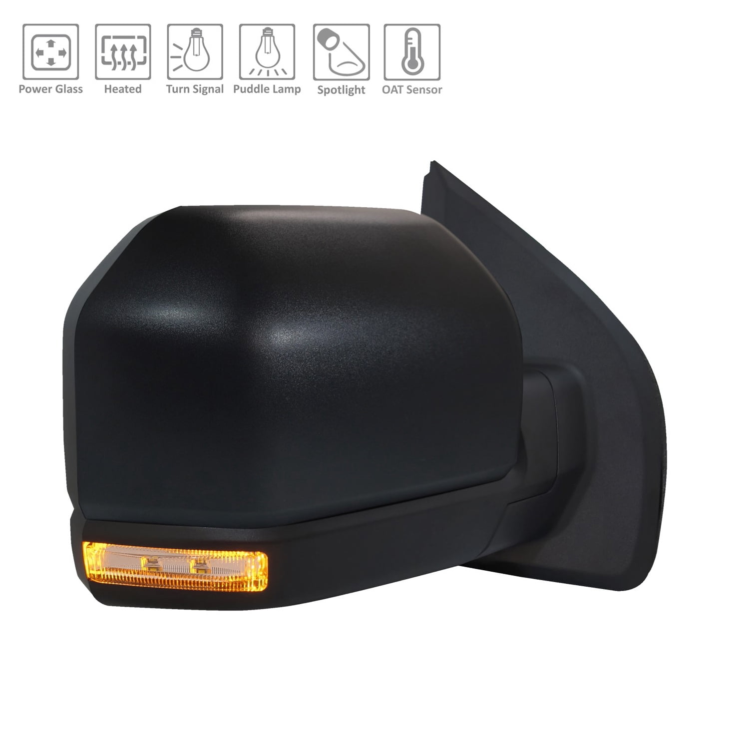 Premium Fit Ford F-150 Right Side Door Mirror, Black, Electric ...
