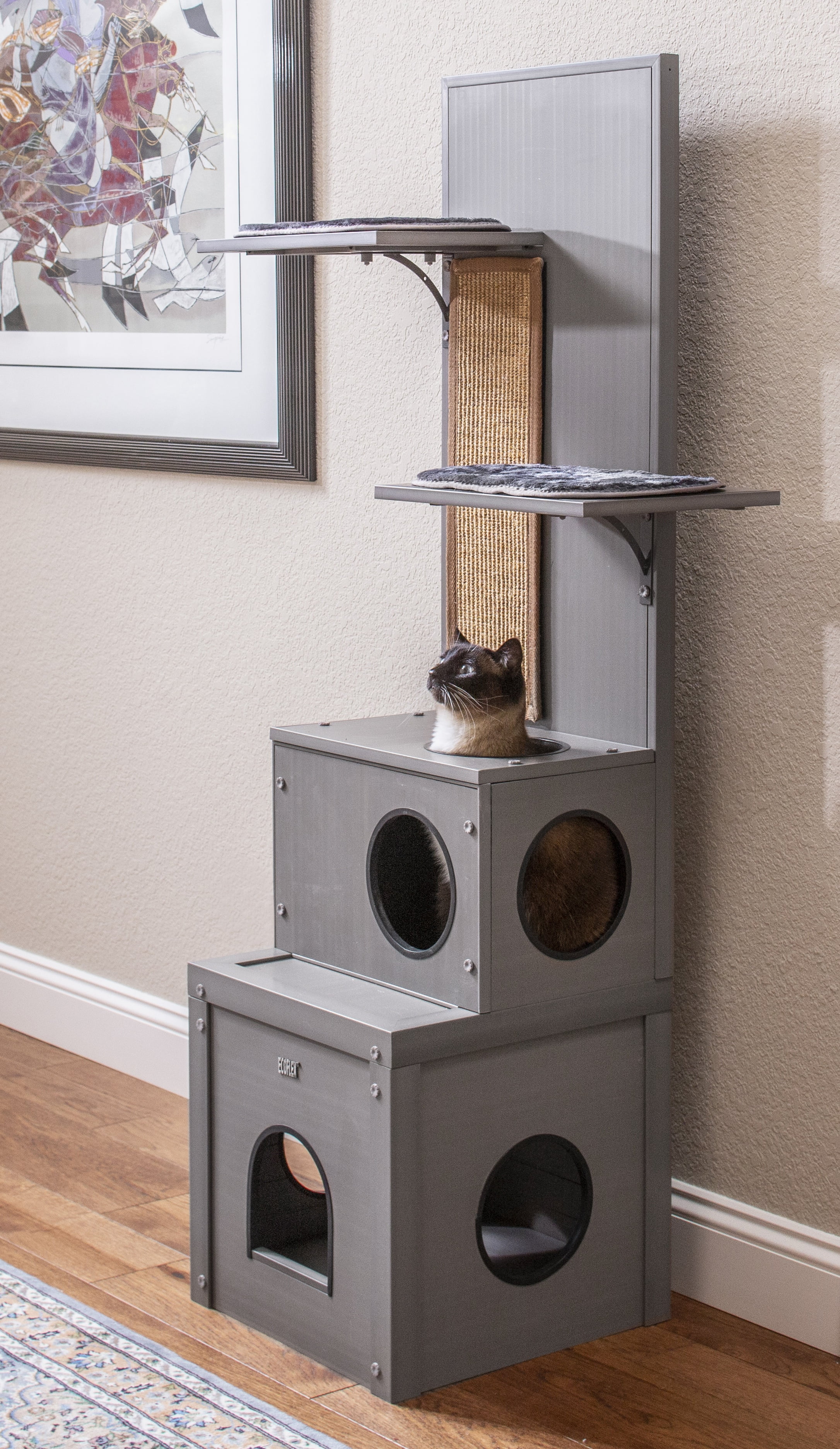 New Age Pet ECOFLEX® Kitty Climber Cat Tree with 2 Cubes, 2 Shelves ...