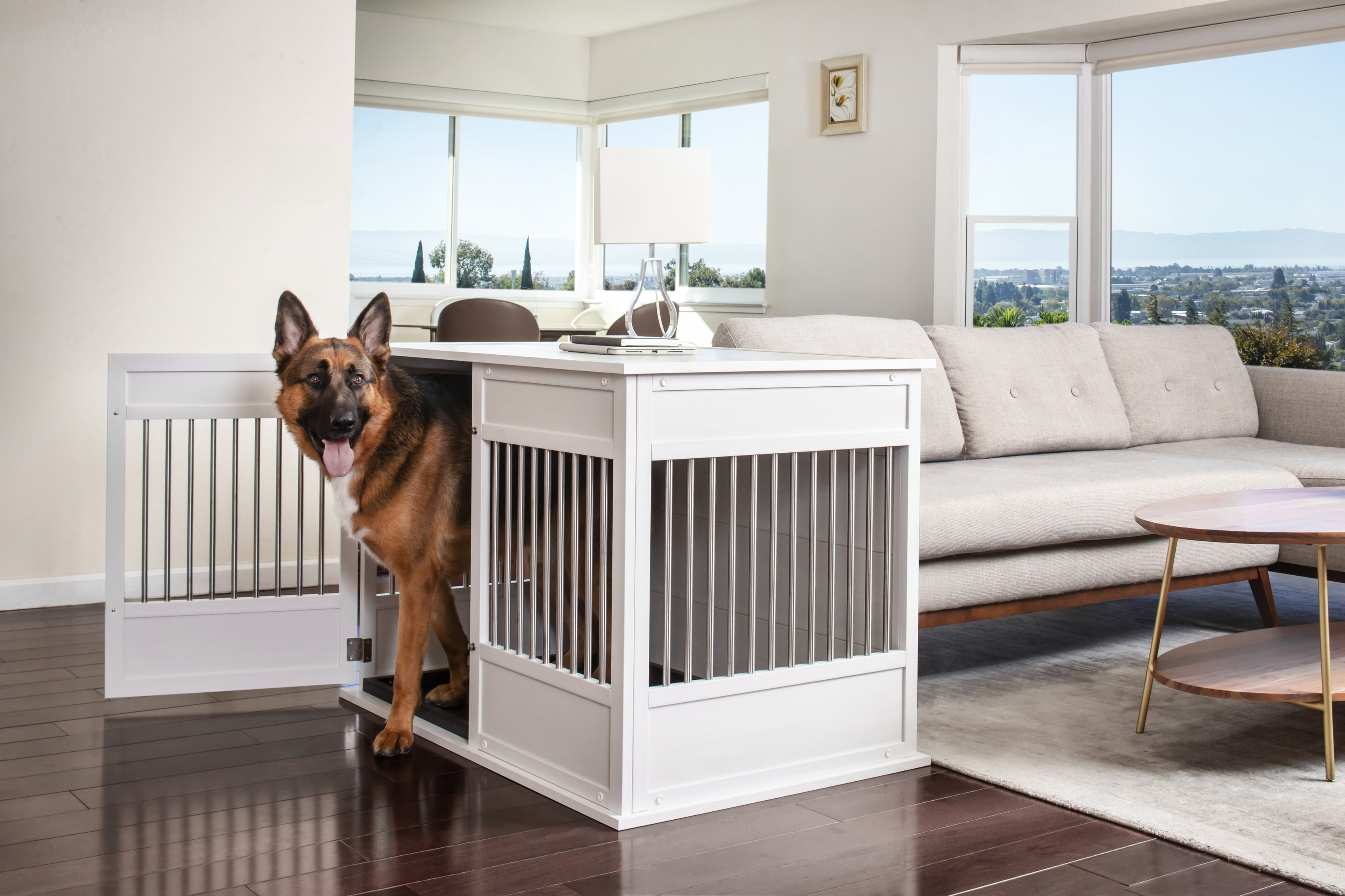 New Age Pet ECOFLEX® Horizon Dog Crate & End Table, Modern Slatted ...