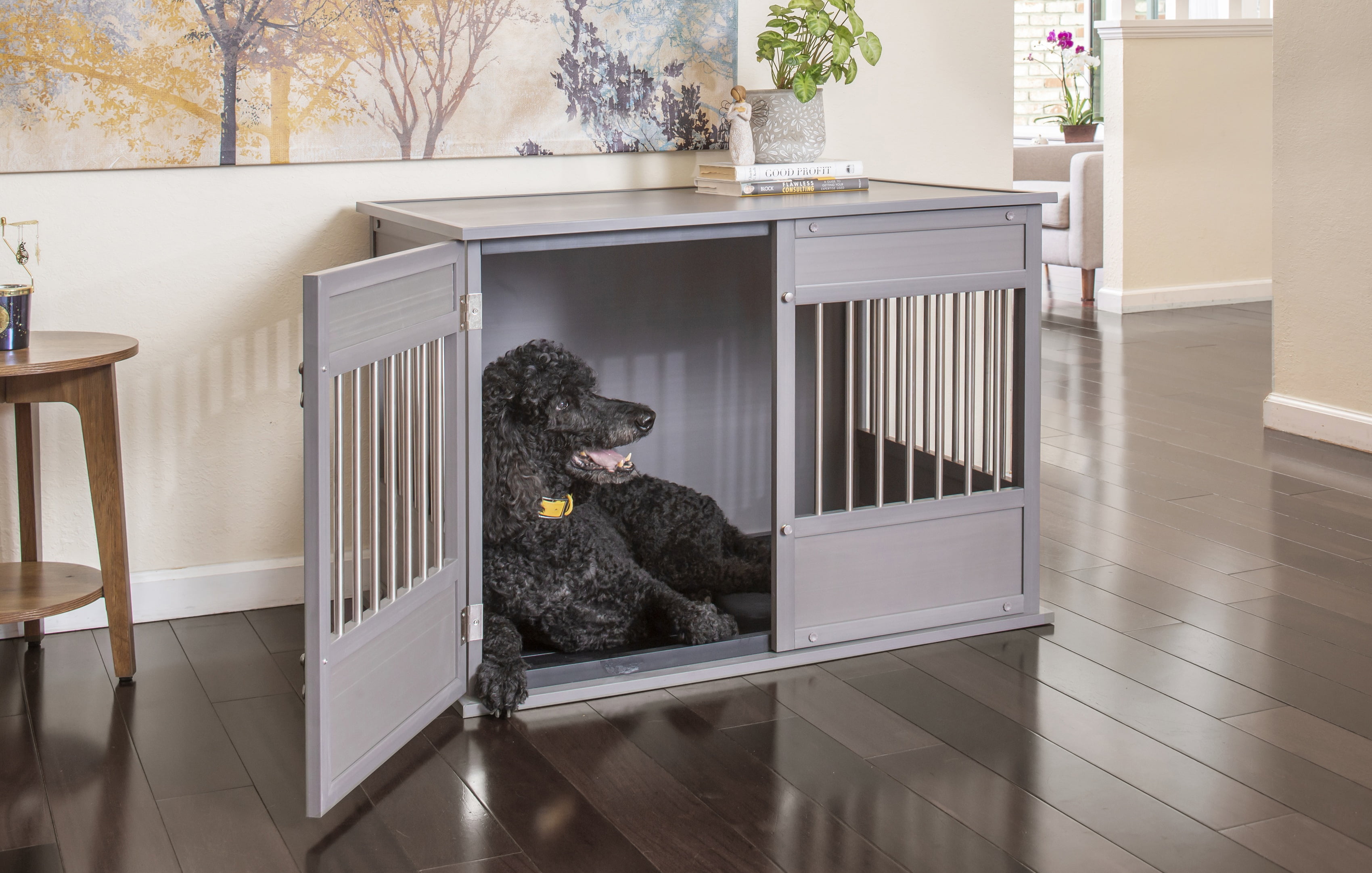 New Age Pet ECOFLEX® Horizon Dog Crate & End Table, Modern Slatted ...