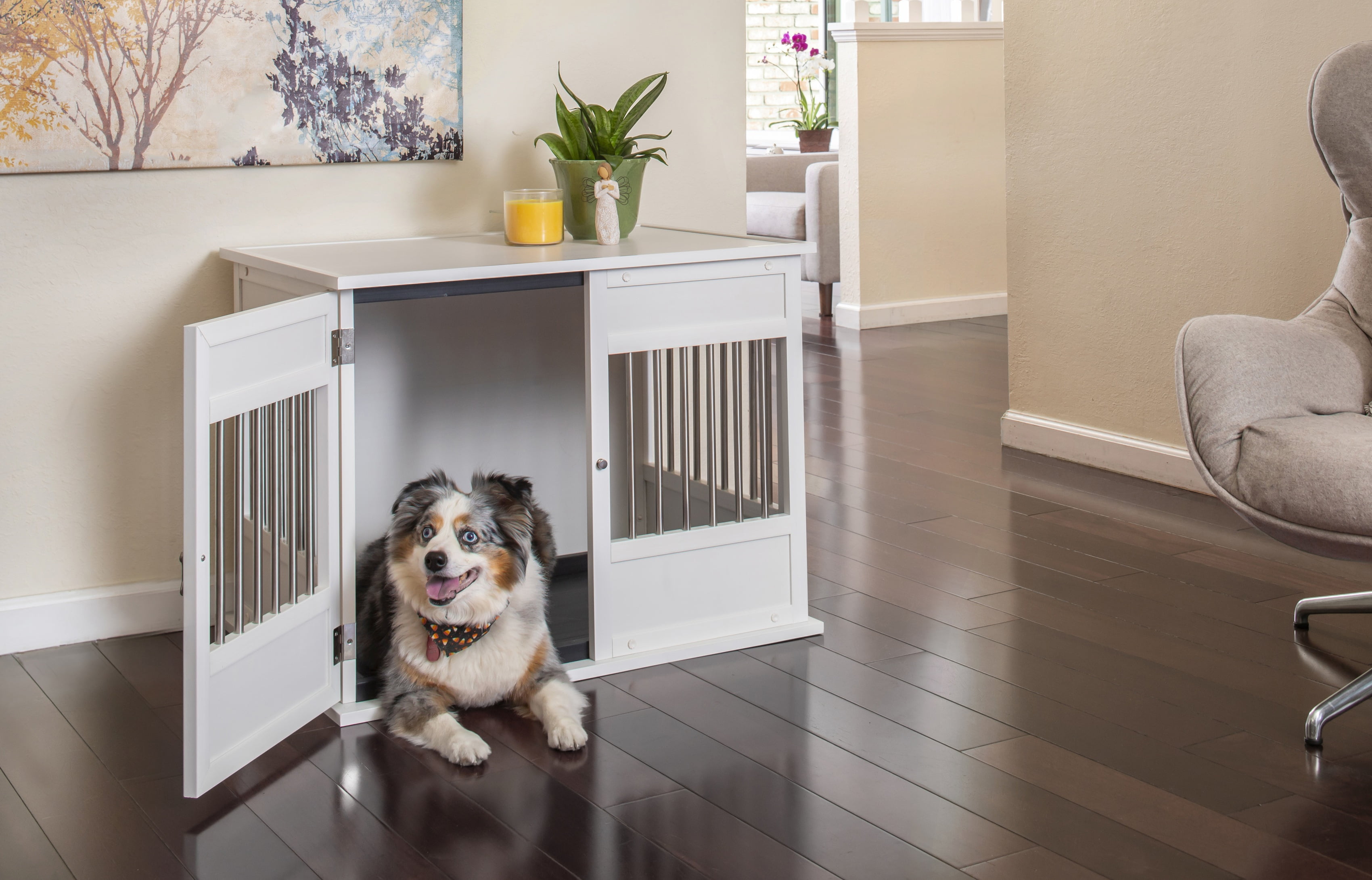 New Age Pet ECOFLEX® Horizon Dog Crate & End Table, Modern Slatted ...
