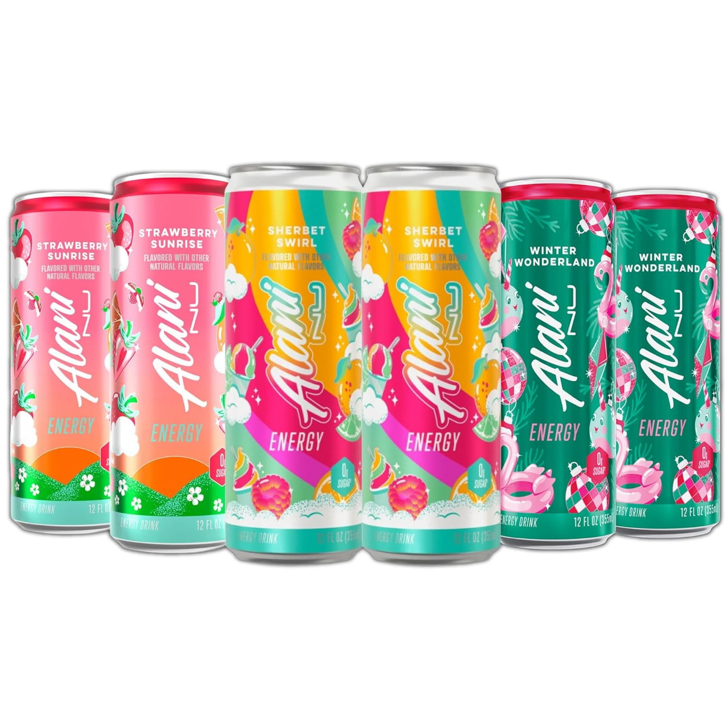 New Alani Energy Drinks Sherbet Swirl, Strawberry Sunrise, Winter ...