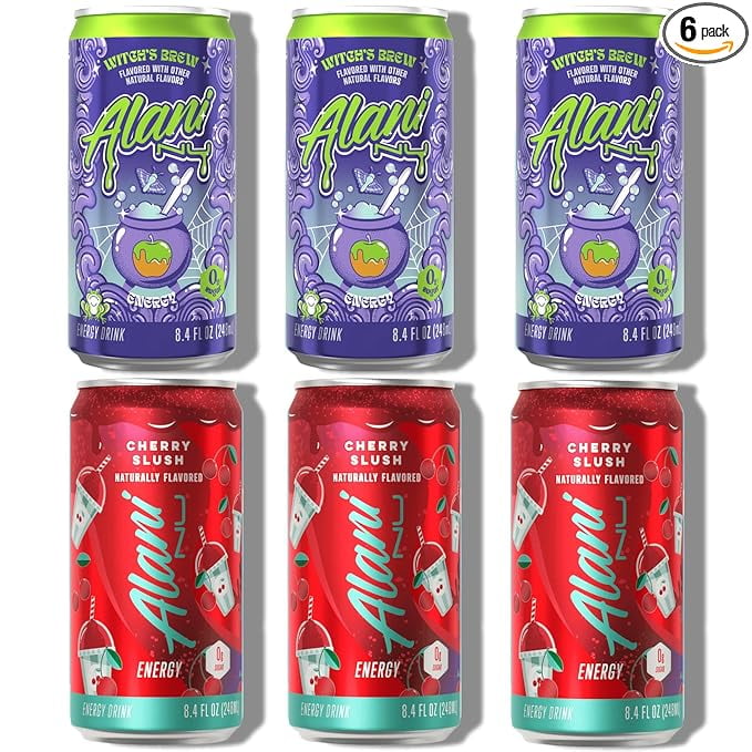 New Alani Mini Energy Drinks Witches Brew, Cherry Slush Variety Pack, Sugar Free, Low Calorie ...