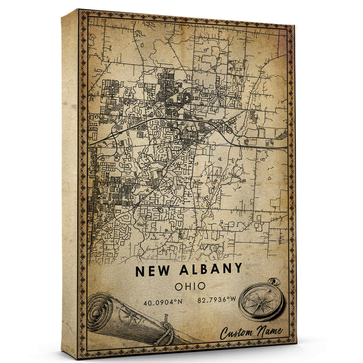 New Albany Map Poster, Ohio Map Art Poster, Canvas New Albany road map ...
