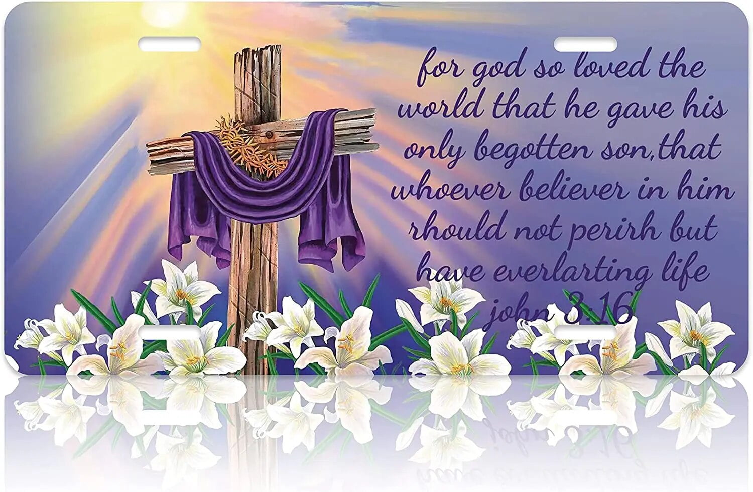 New American Flag Jesus Cross Car Front License Plate Cover Christian ...