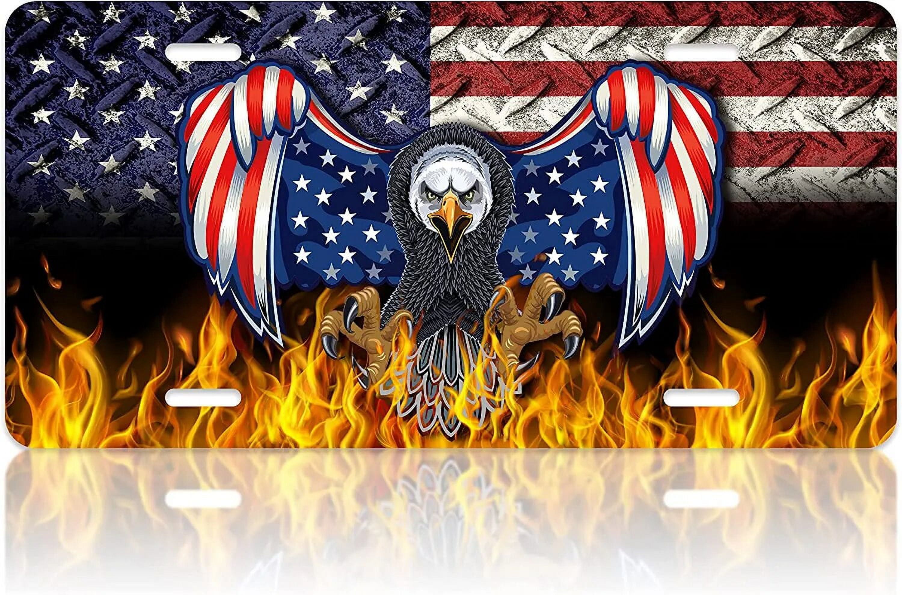 New American Flag Jesus Cross Car Front License Plate Cover Christian ...