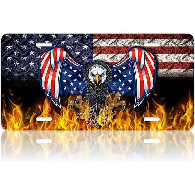 New American Flag Jesus Cross Car Front License Plate Cover Christian ...