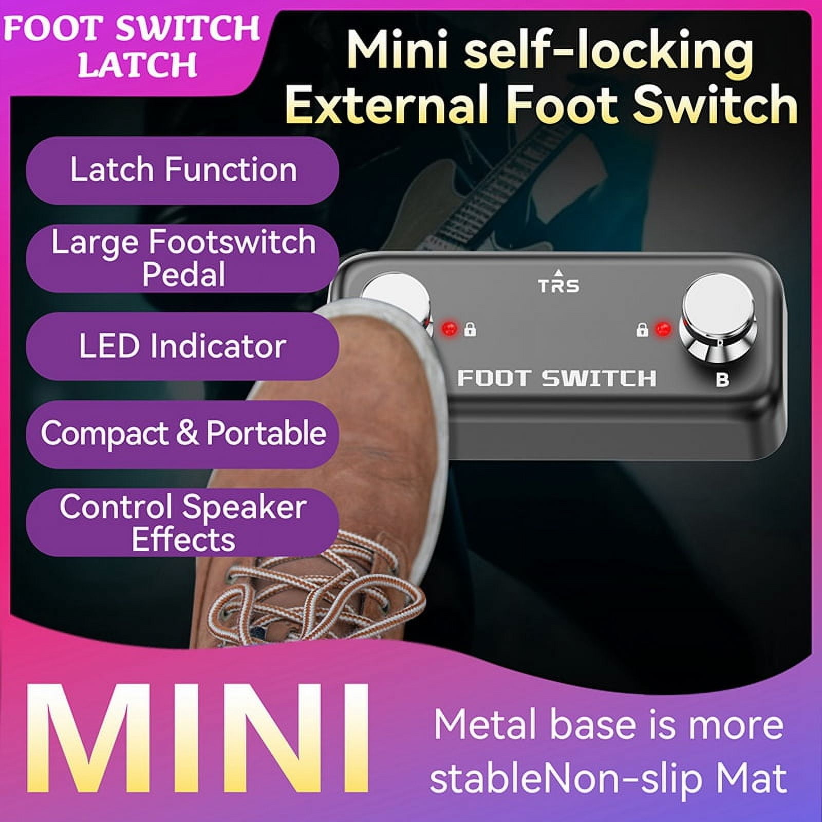 New Amplifier Double Pedal External Foot Switch Double Step Nail Momentary Switch Ampero Pedal ...