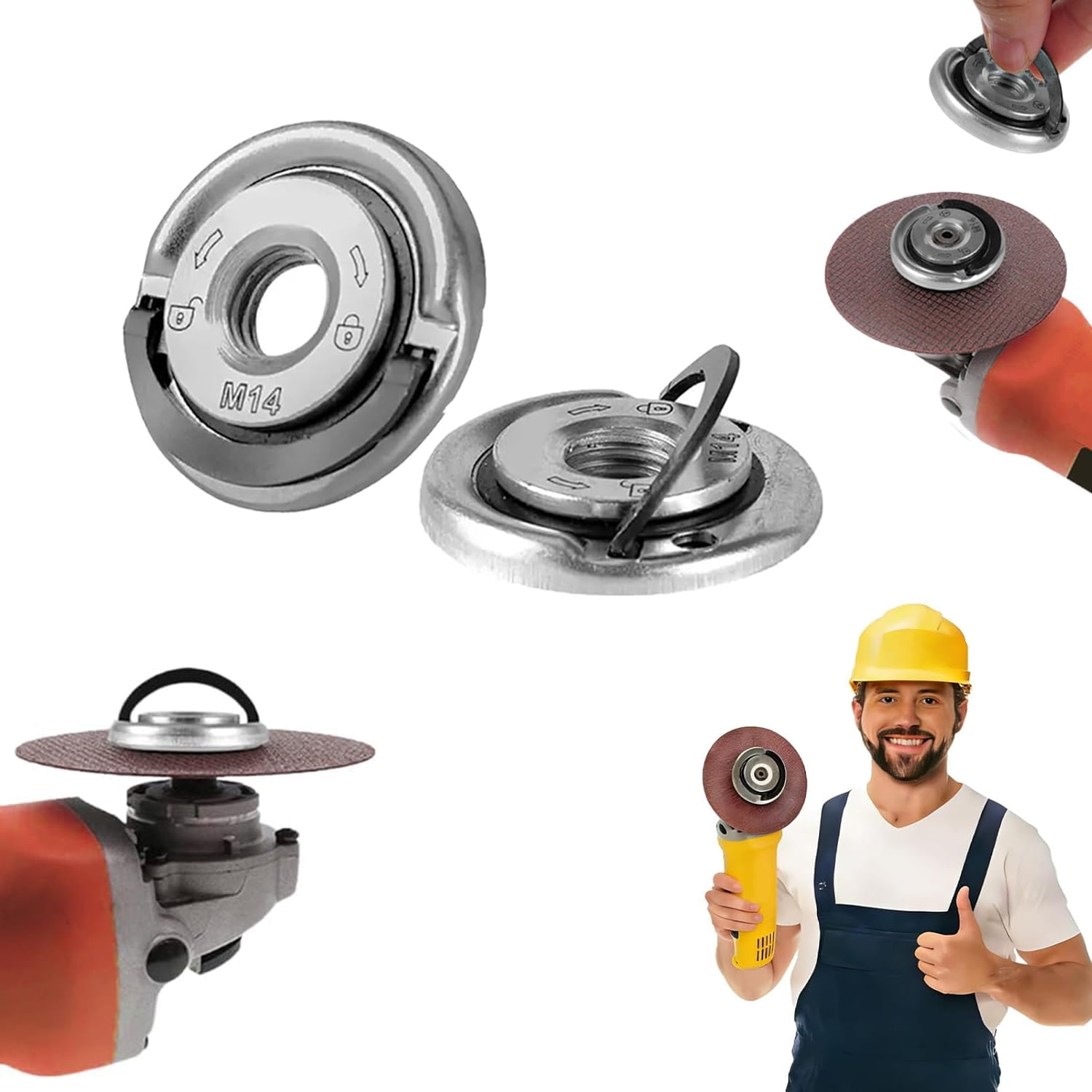 New Angle Grinding Tool Flange Nut,M14 Angle Grinder Locking Retaining ...