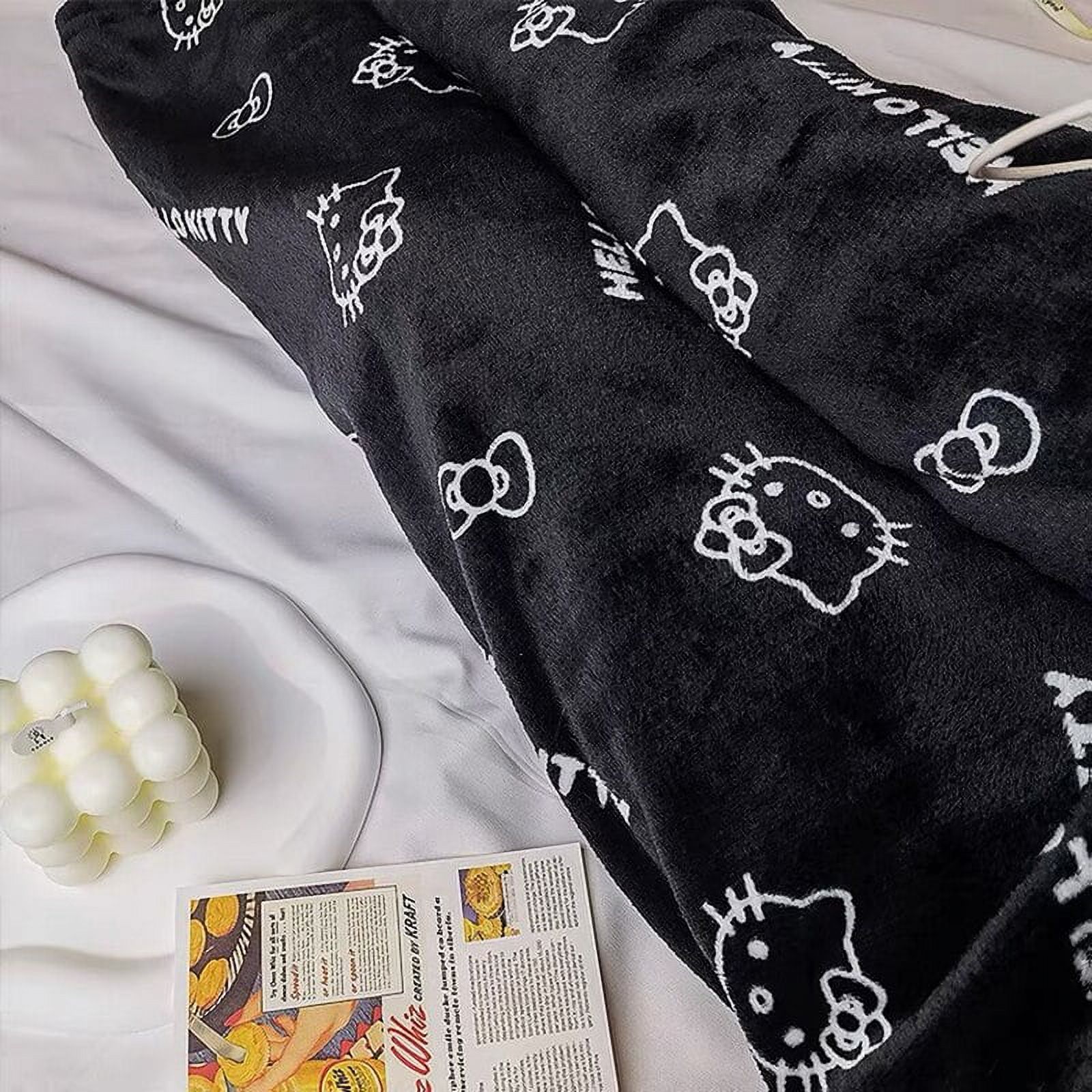 New Anime Sanrio Cartoon Hello Kitty Coral Fleece Pajama Pants Soft ...