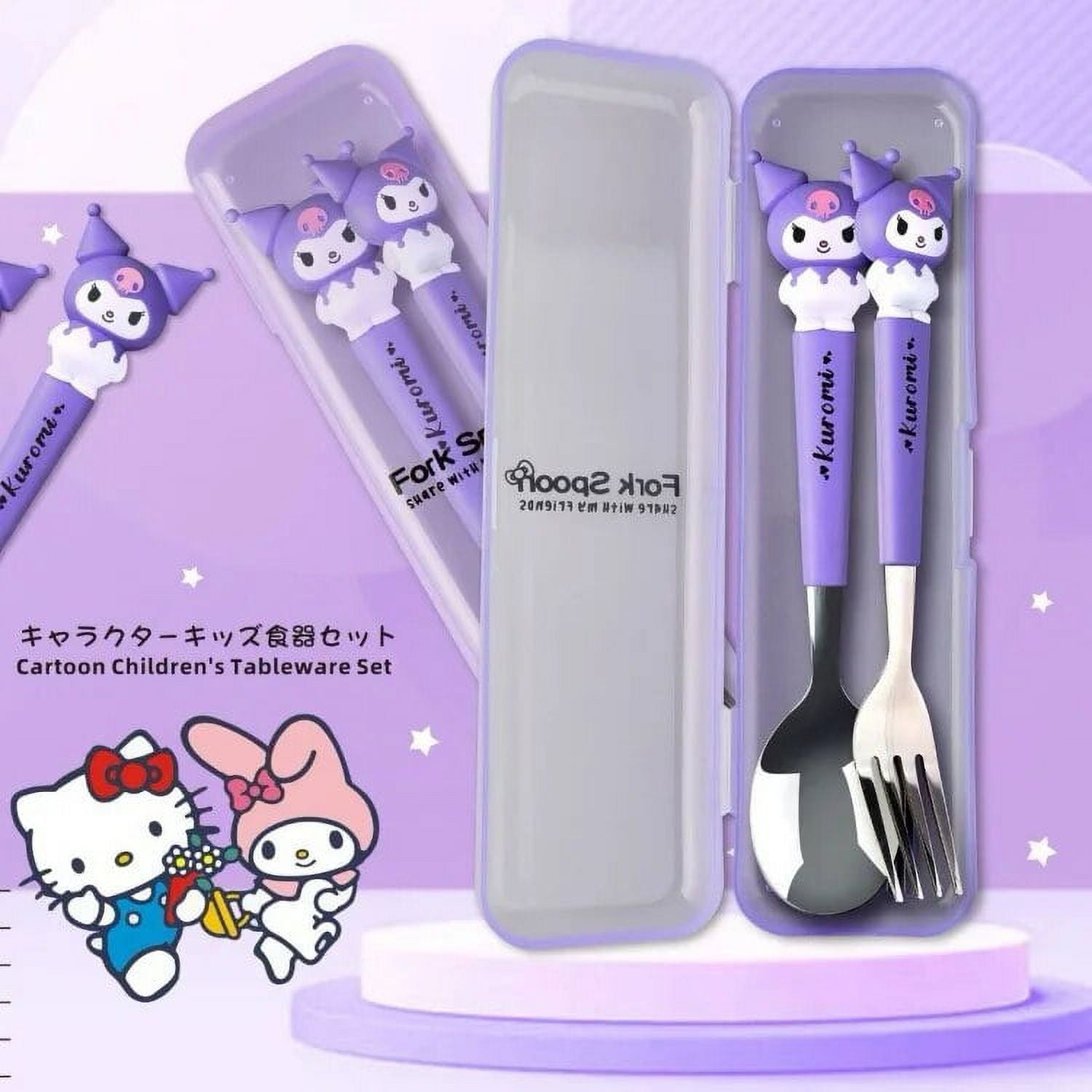 New Anime Sanrio Hello Kitty Kuromi Cinnamoroll Spoon Fork Kawaii Two ...