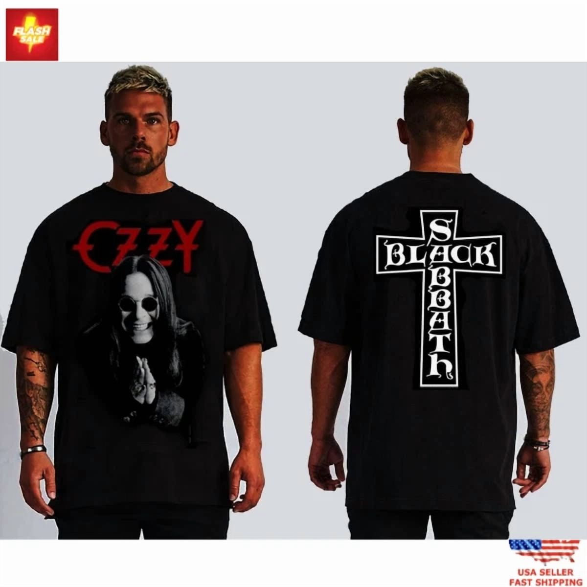 New Apparel Ozzy Osbourne Black Sabbath Shirt, Cross Back Print Rock ...