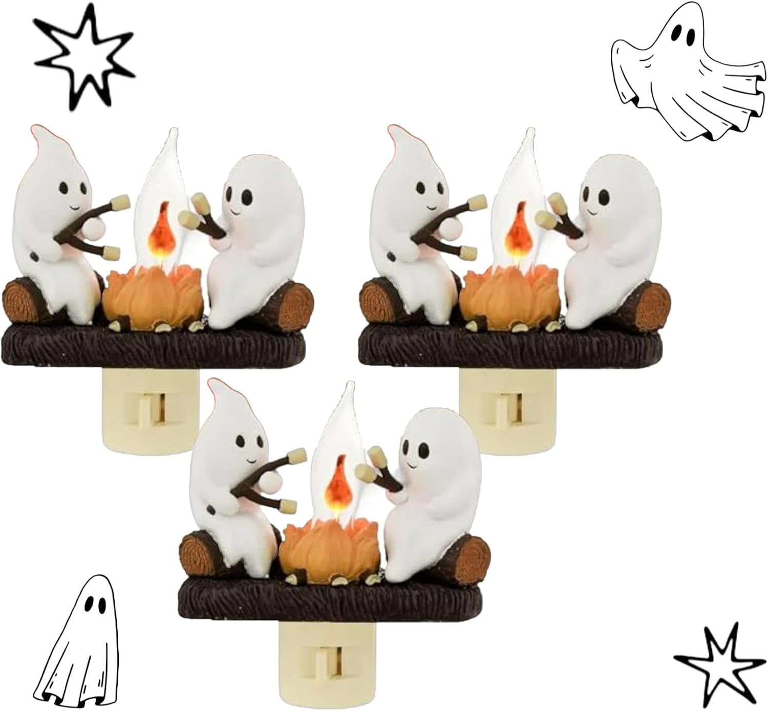 Ghost Campfire Flickering Nightlight, Halloween New Ghost Night Light ...