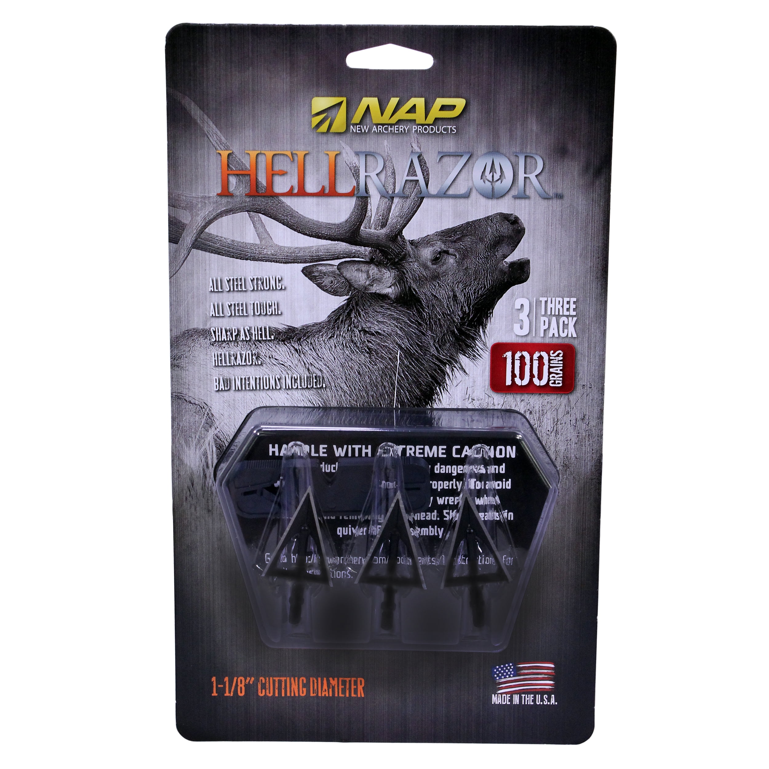 New Archery Products Fixed Broadhead Hellrazor, 3 Blades, 100 Grains, 1 ...