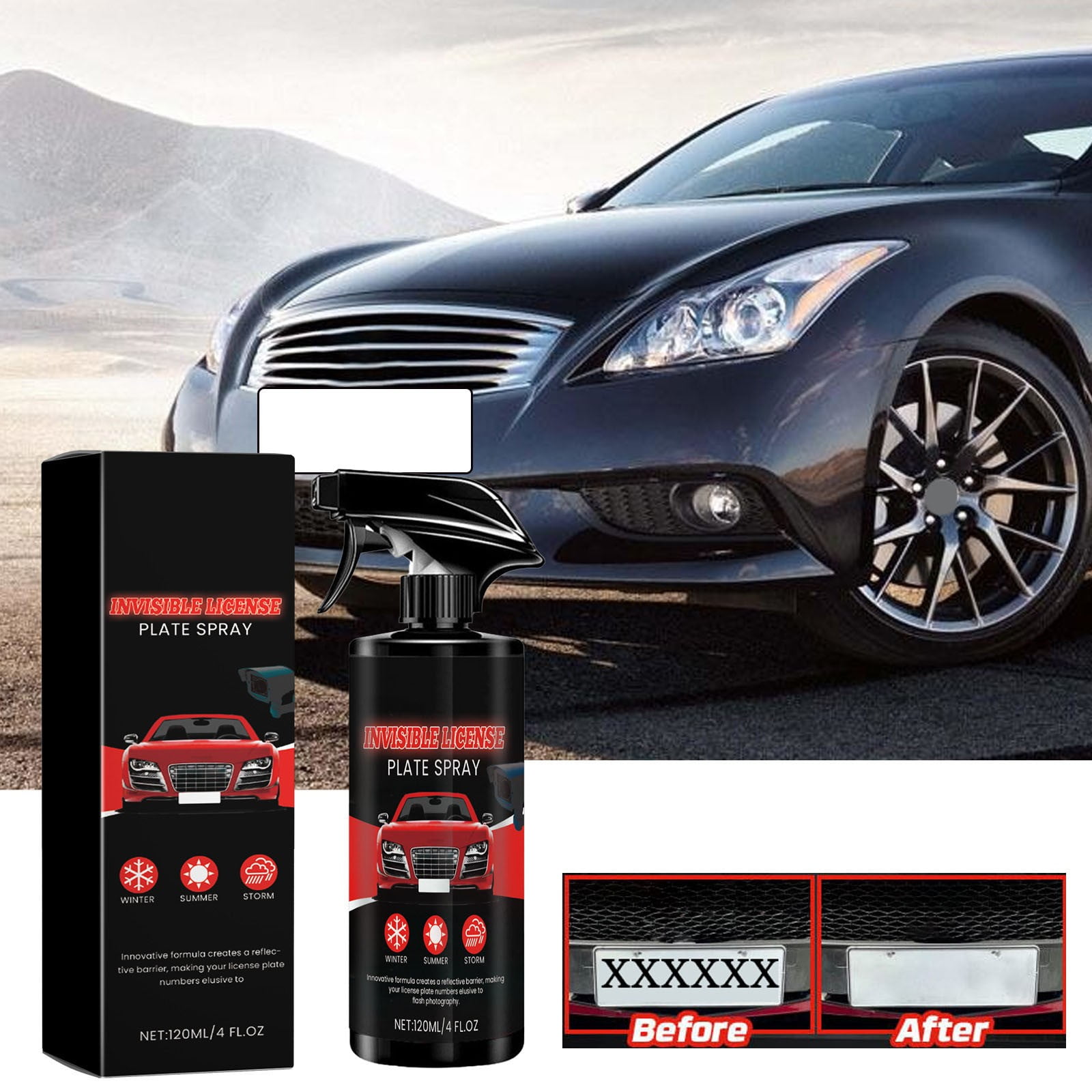 New Arrival 120Ml Stealth License Plate Spray Temporary Concealment For ...