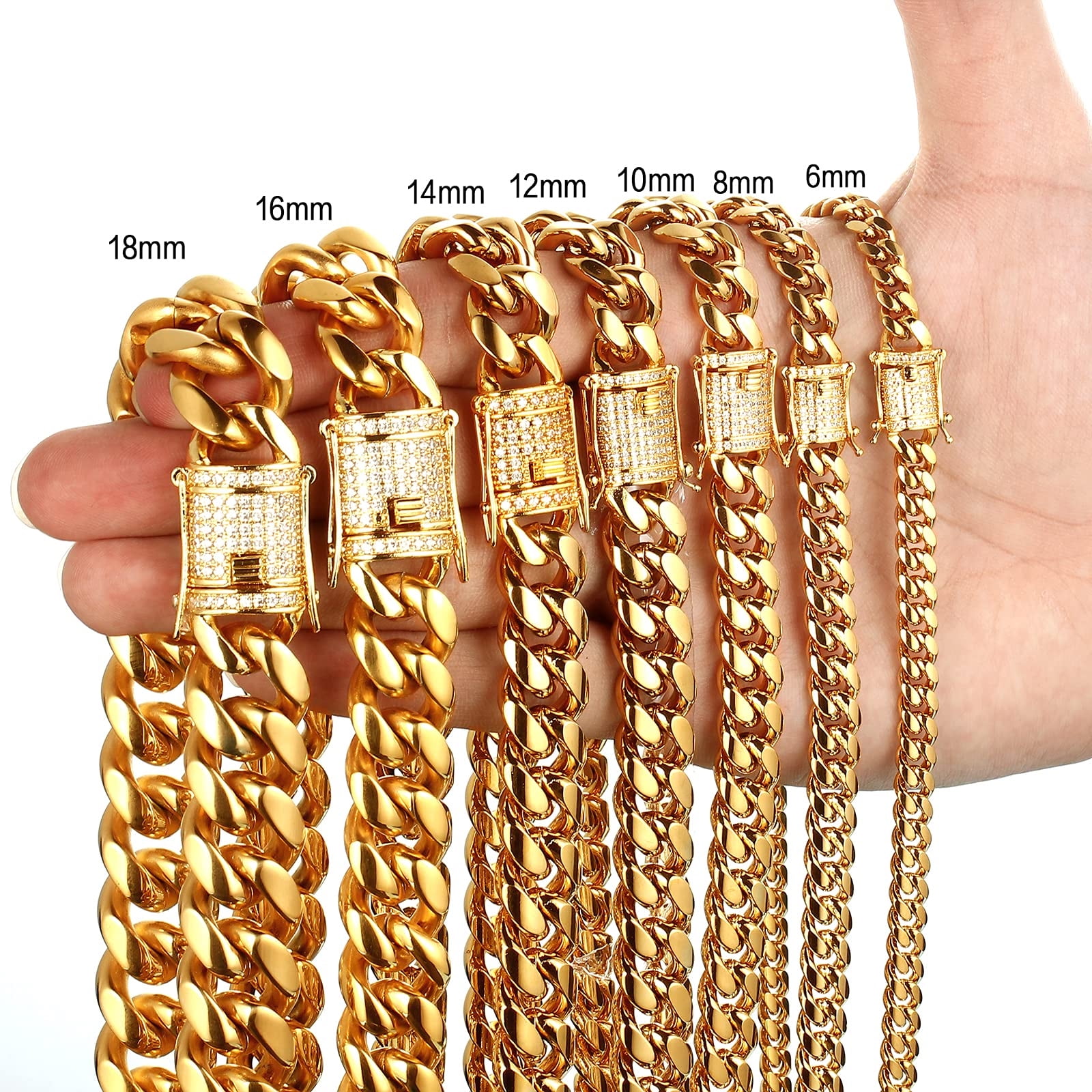 New Arrival 8mm-18mm Stainless Steel Miami Curb Cuban Chain Bracelet ...