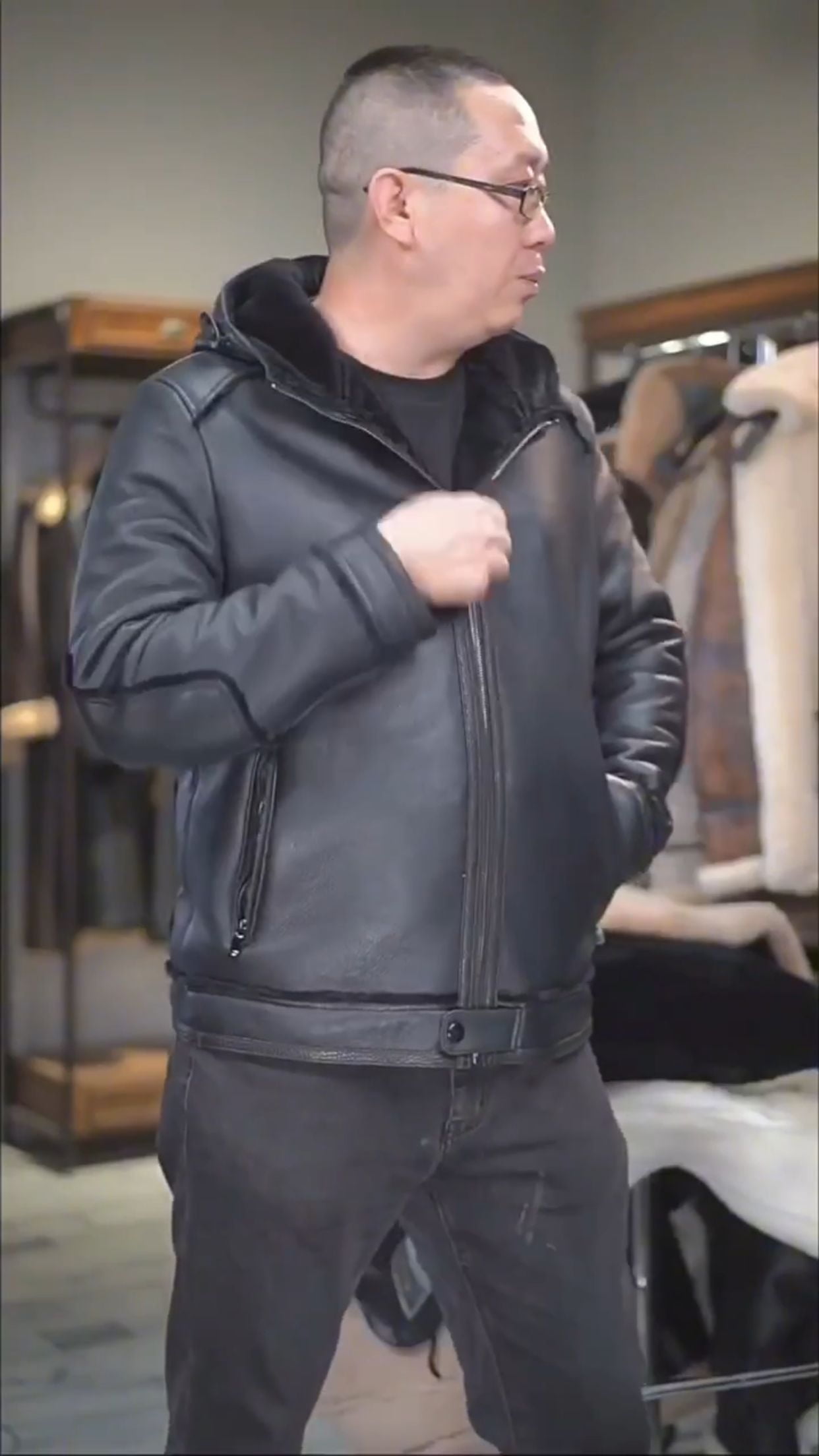 New Arrival Men's Winter Smart Casual Coat Genuine Sheepskin Shearling ...