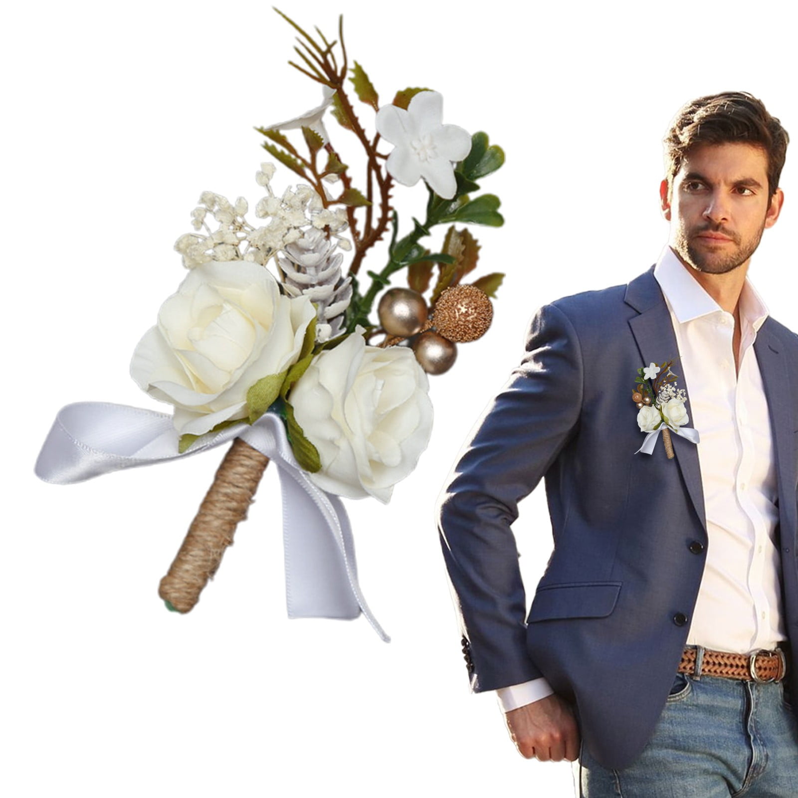 New Arrival-Simulation Flower Small White Rose Double Pinyinwrist ...