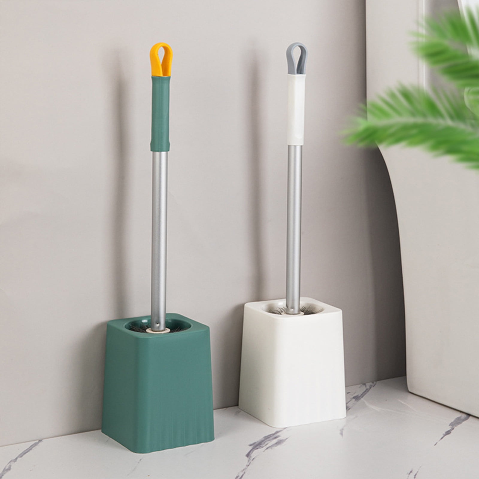 Bksdlh Toilet Brush Hard Bristles, Modern Compact Bathroom Cleaner, Long Handle and Bowl Brush ...