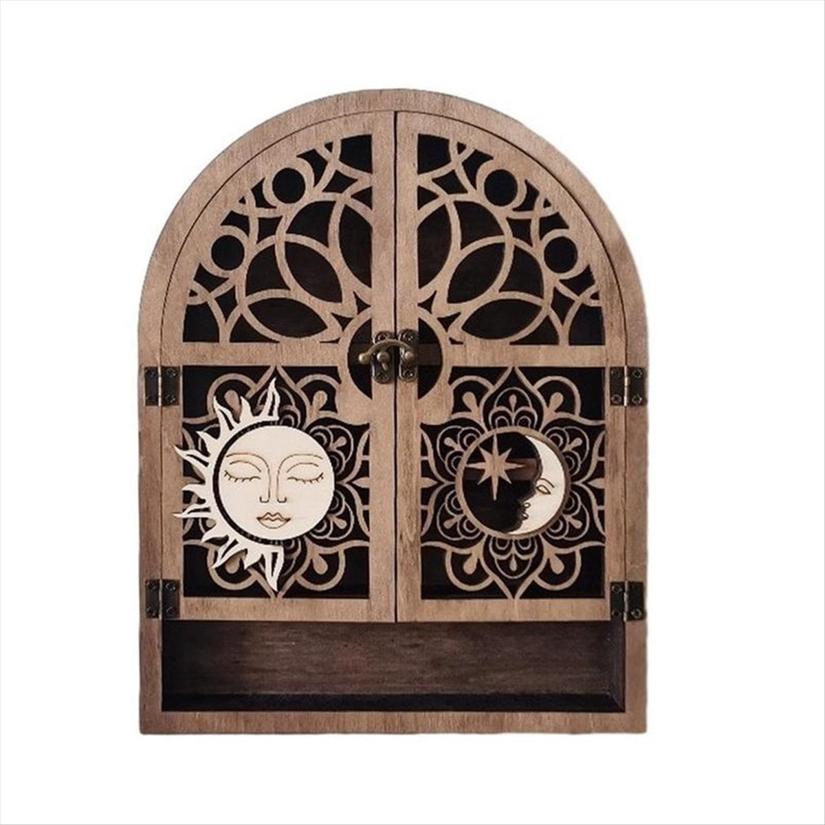 New Arrivals Sun Moon Crystal Display Stand 4 Shelves Natural Wooden ...