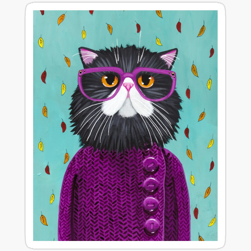 New Autumn Coat Cat Sticker Phone Decal Water Bottle Stickers Car ...