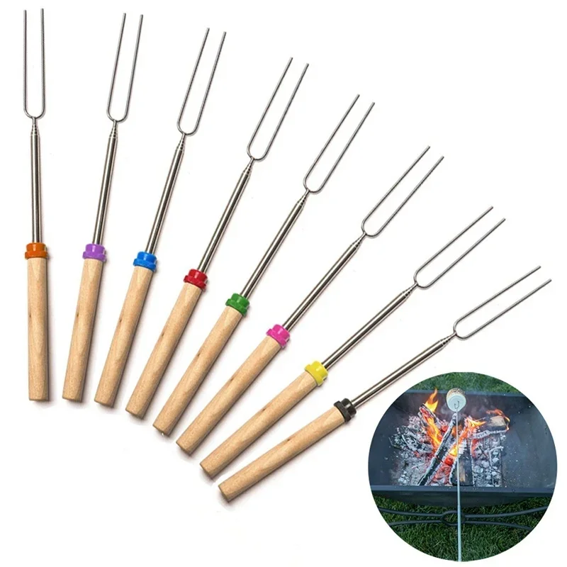 New BBQ Small Tools Extension-type Roasting Sticks Telescopic Fork ...