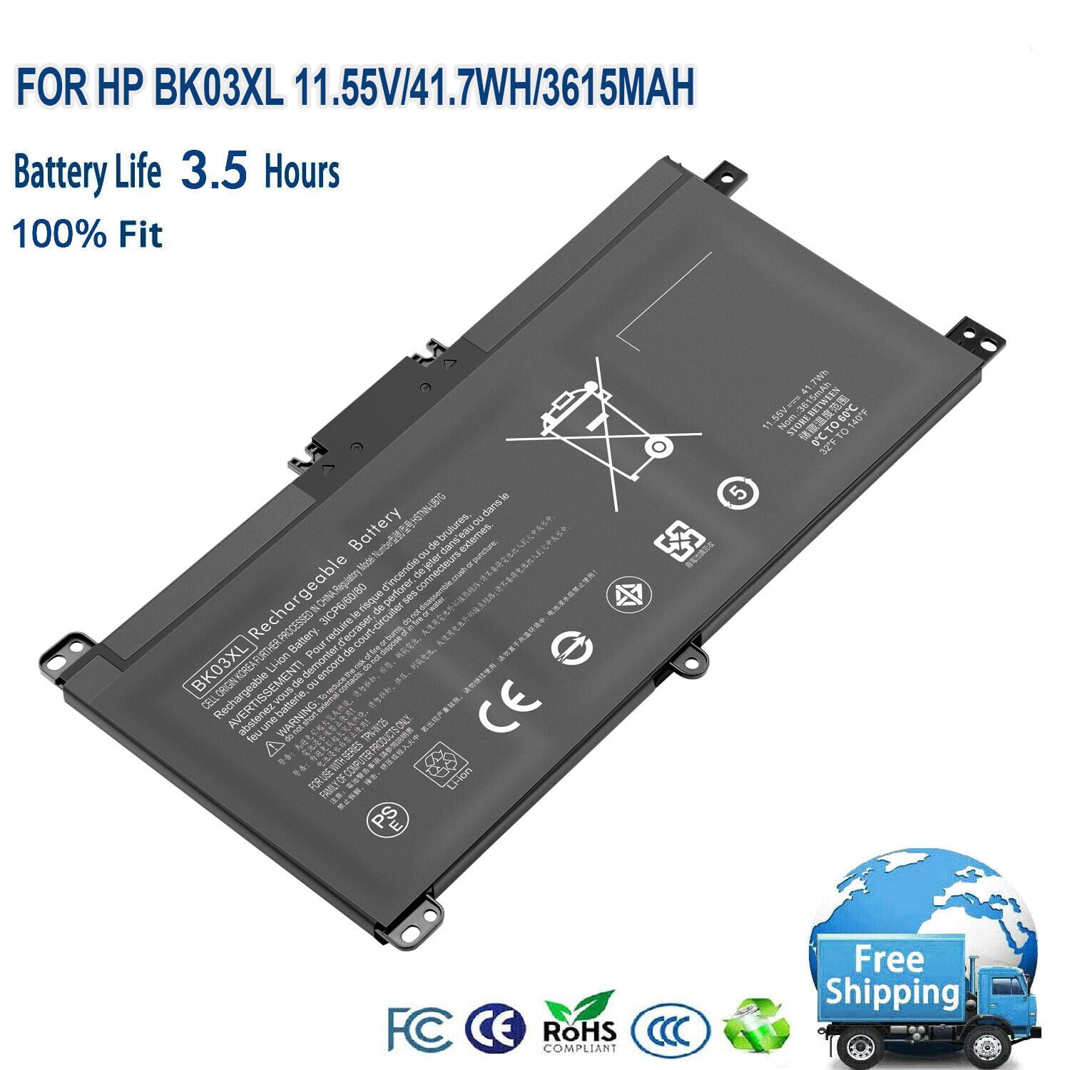 New BK03XL Battery For HP Pavilion X360 14-BA000 14M-BA000 14m-ba011dx ...