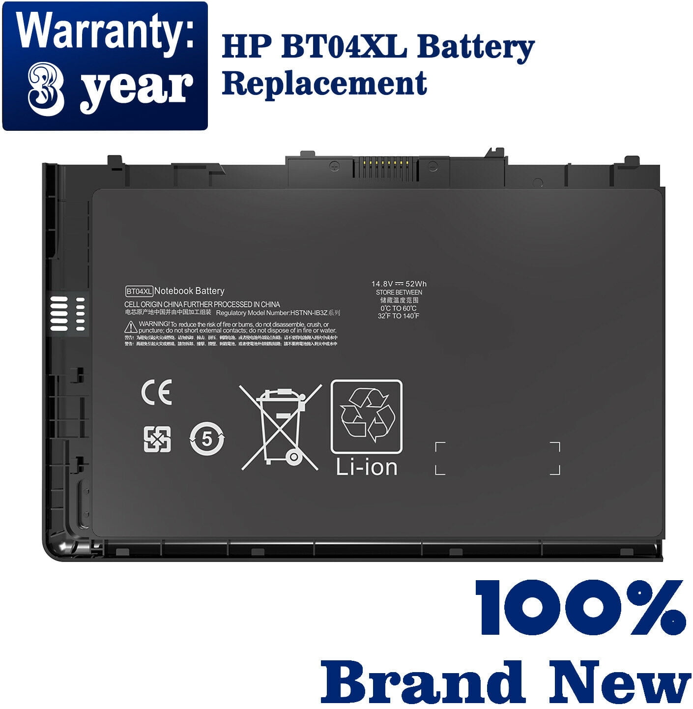 New BT04XL Battery For HP Elitebook Folio 9470M 9470 9480 9480M H4Q47AA ...