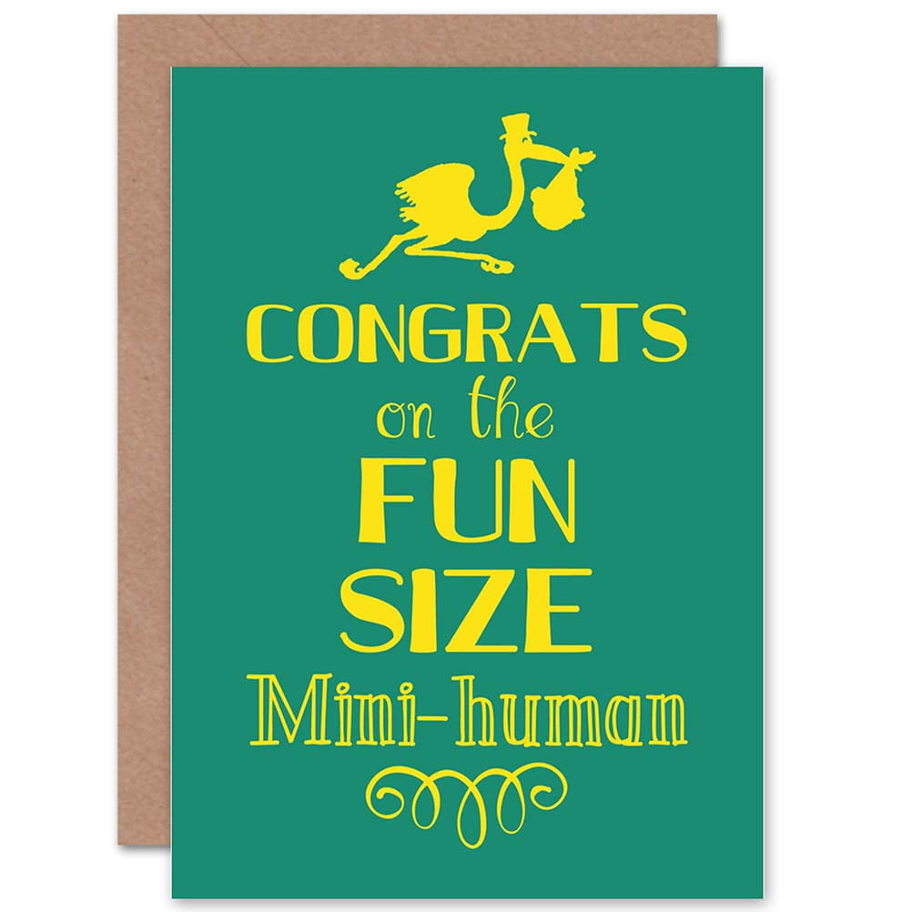 New Baby Birth Fun Size Stork Mini Human Greetings Card Plus Envelope ...