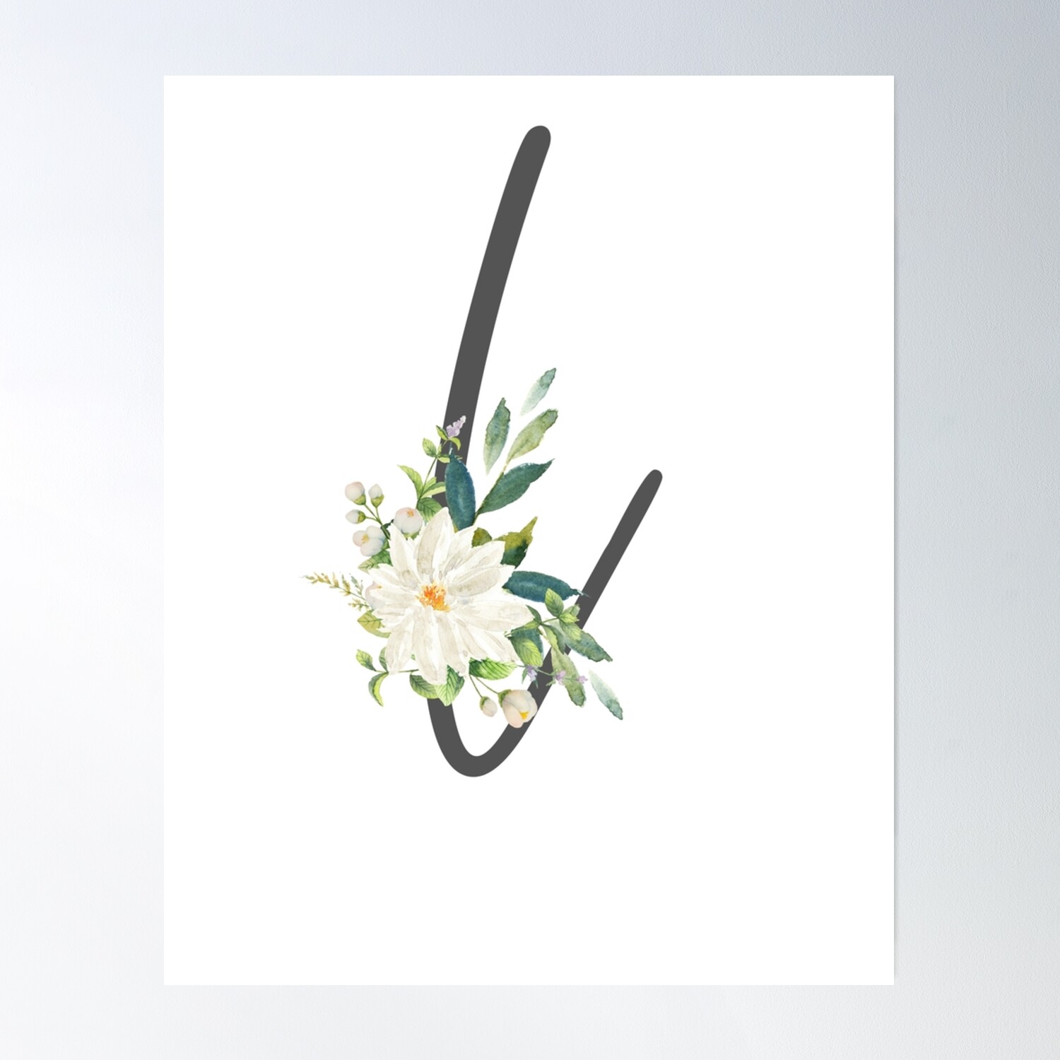New Baby Girl Gift, Floral Initial Wall Art, Initial Nursery Printables ...