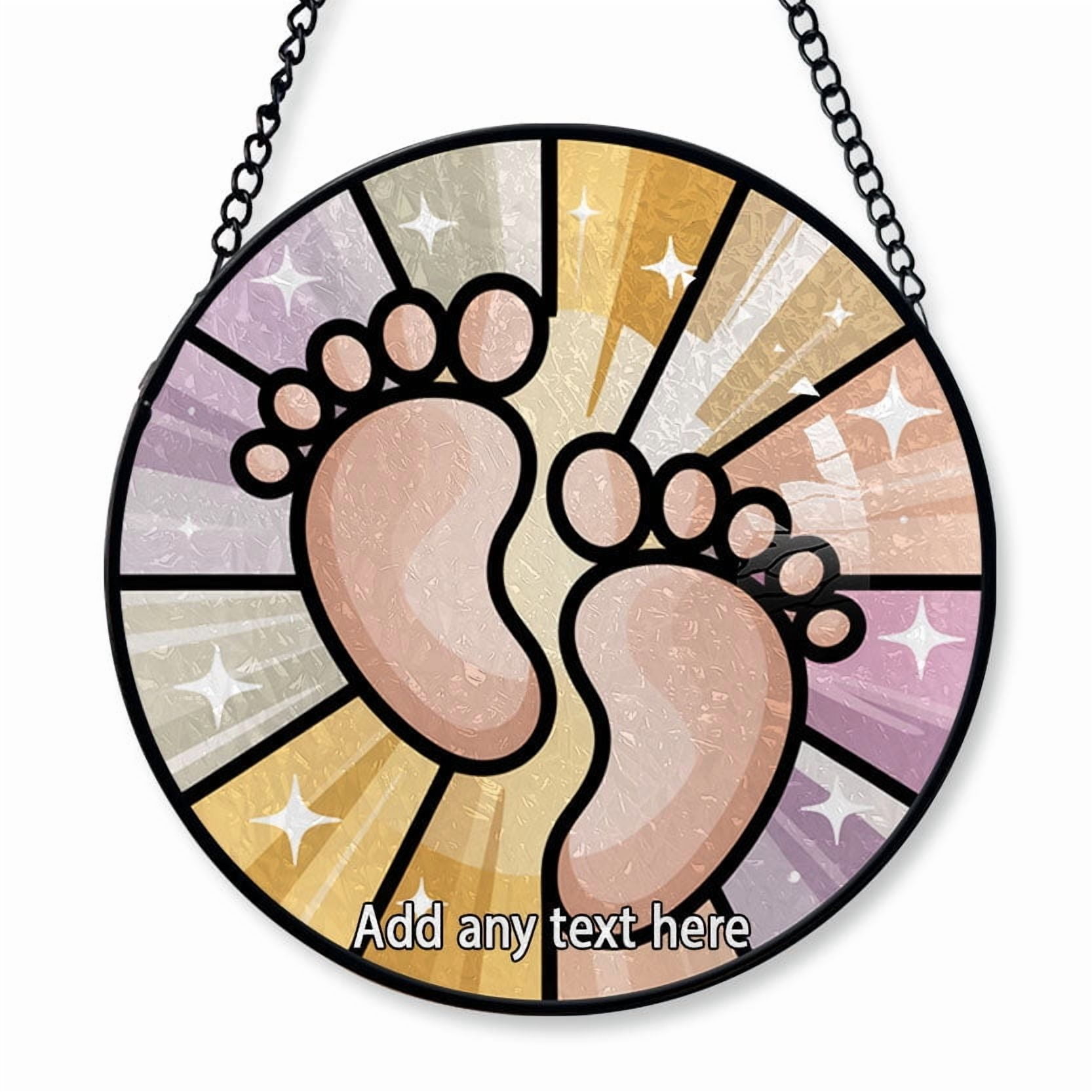 New Baby & Parenthood Footprints Heart Stained Glass Suncatcher Window ...