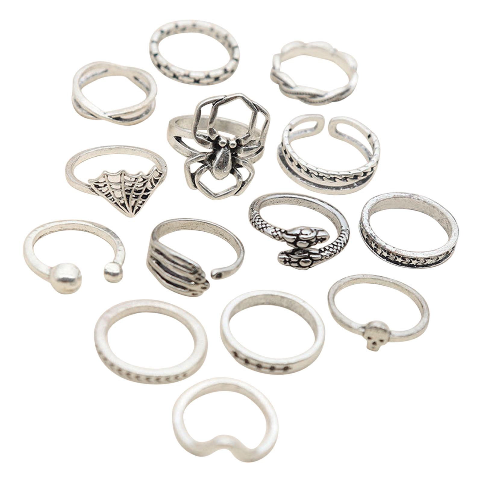 New Bagua Snake Leaf Ring Flower Love Butterfly Chain Joint Ring Set Of ...