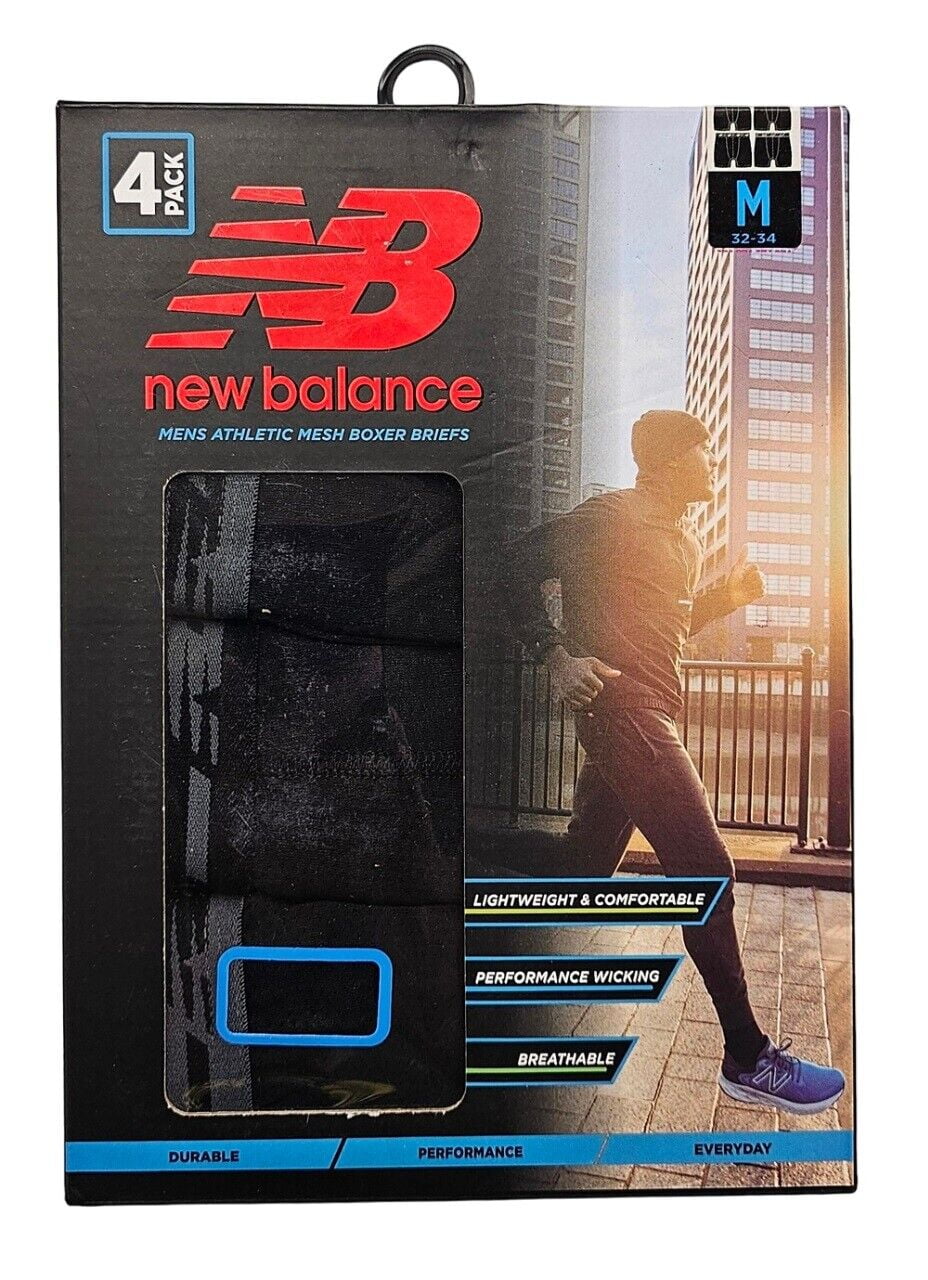 New Balance Men's Athletic Mesh Boxer Brief 4 Pack - NB3015-4 (Black ...
