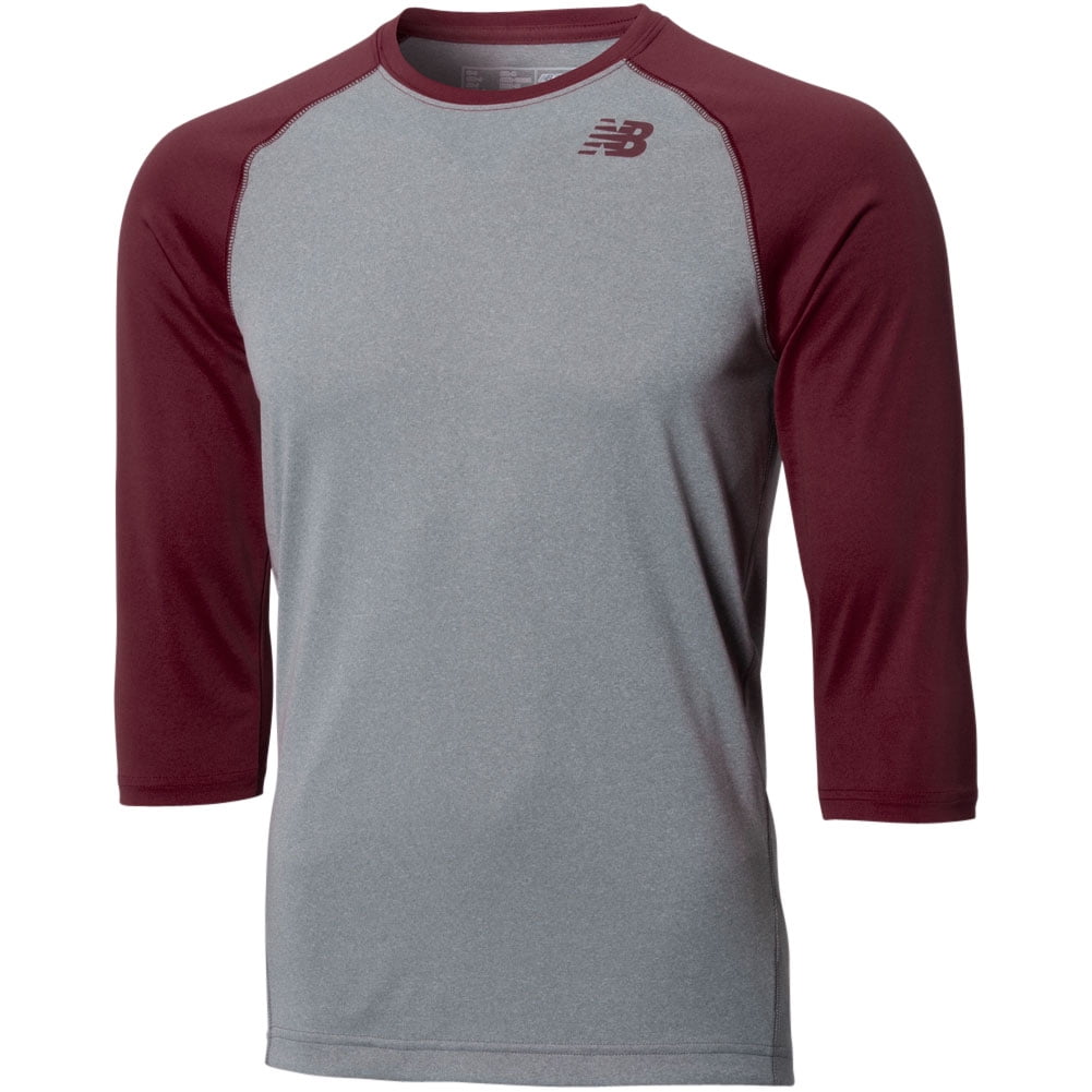 New Balance Mens 3/4 Sleeve Baseball Raglan Shirt Maroon S - Walmart.com