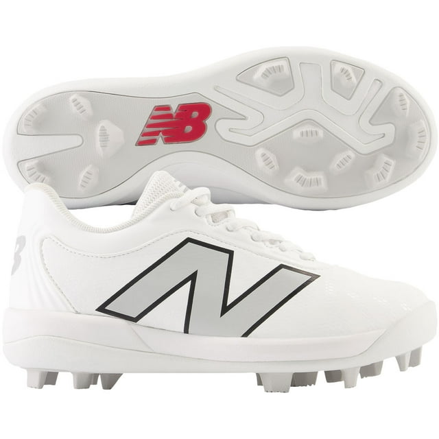 New Balance Youth 4040V7 Rubber Molded Baseball Cleat White/Grey Medium ...