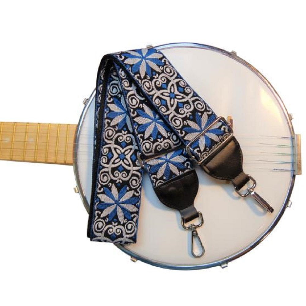 New Banjo Strap Retro Vintage Jacquard Woven Quality Snap Blue Banjo ...
