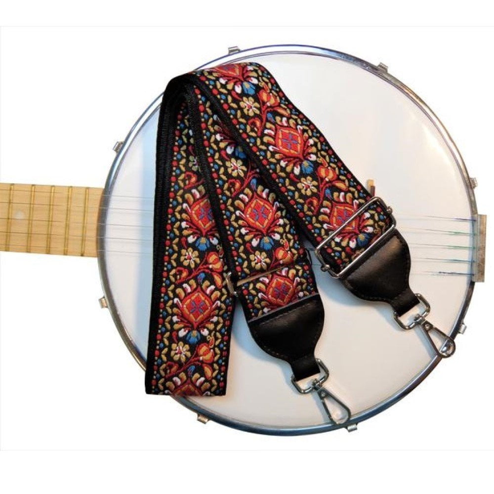 New Banjo Strap Retro Vintage Jacquard Woven Quality Snap Red White and ...