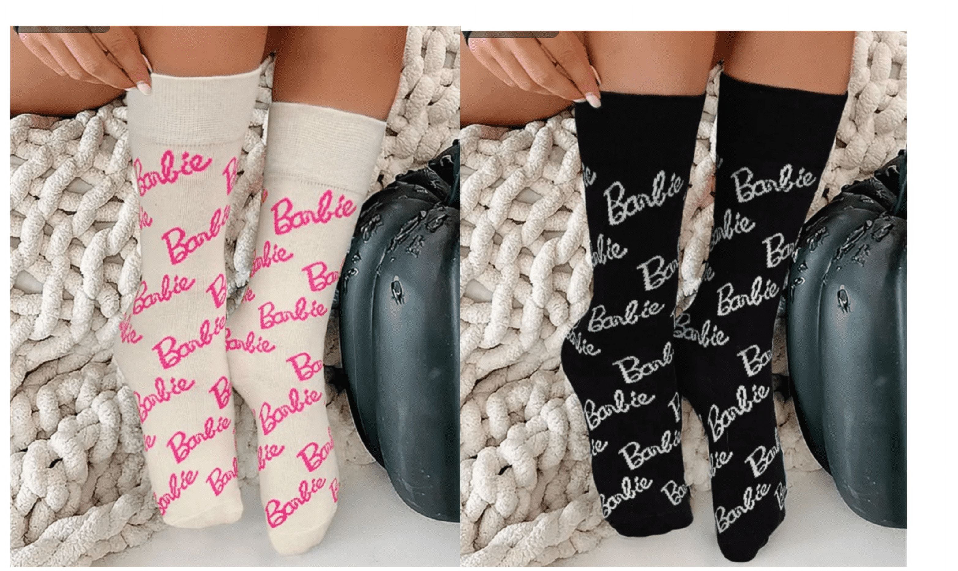 New Barbie Printed Socks Novelty Funny Crew Ins Black and White Full ...